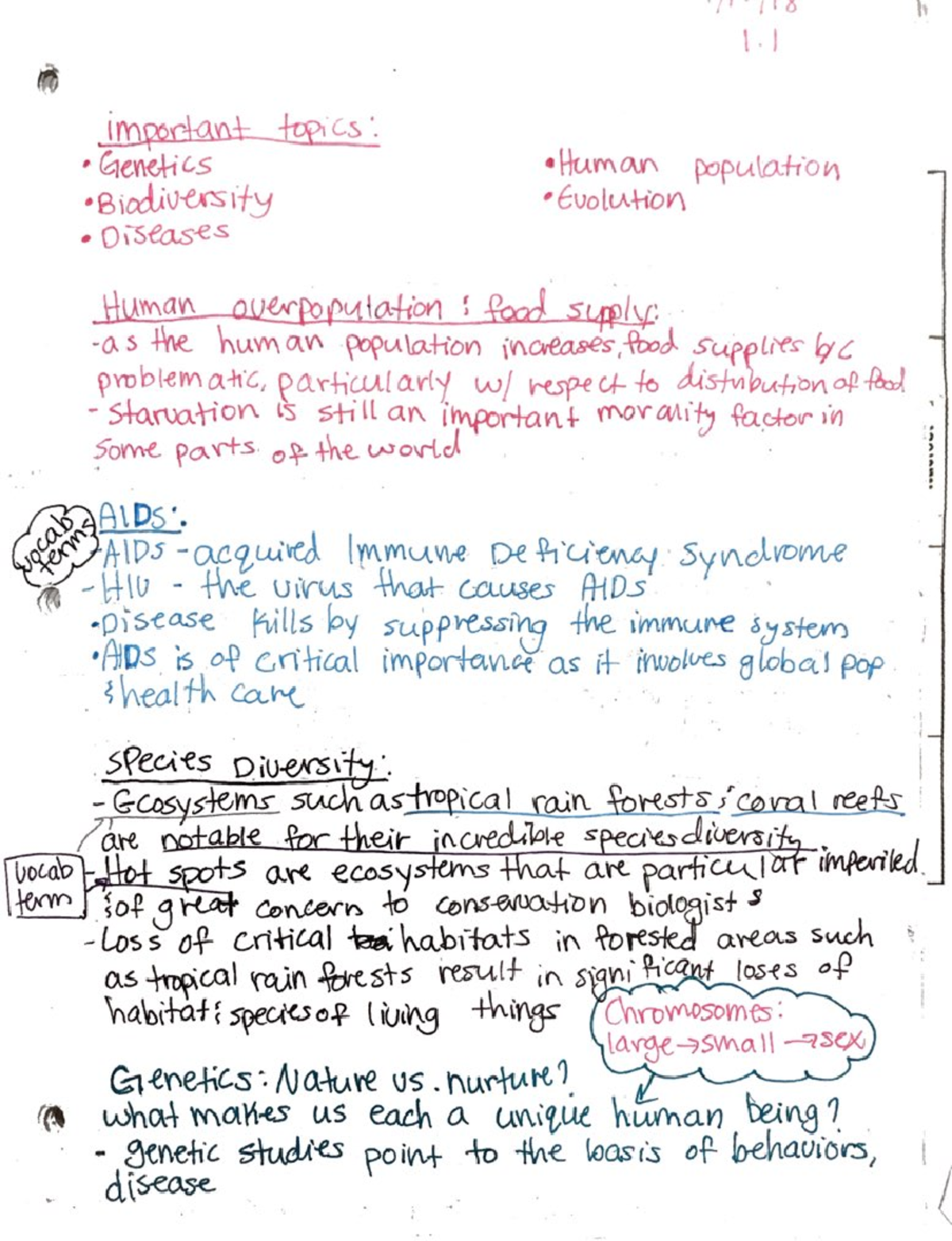 Bio 20 1 - Lecture notes 1.1 - BIO 20 - Studocu