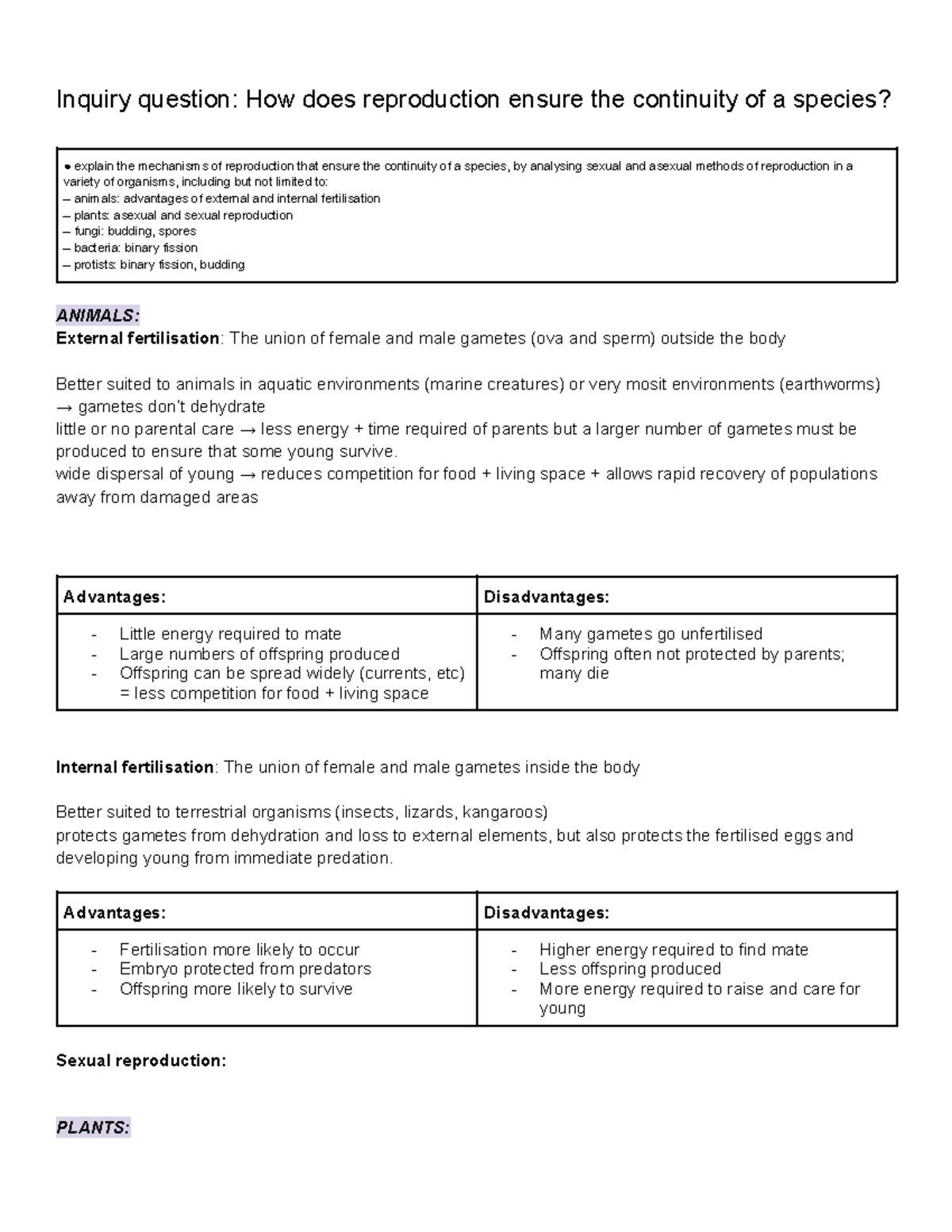Year 12 Biology HSC Notes with syllabus points - Inquiry question: How ...