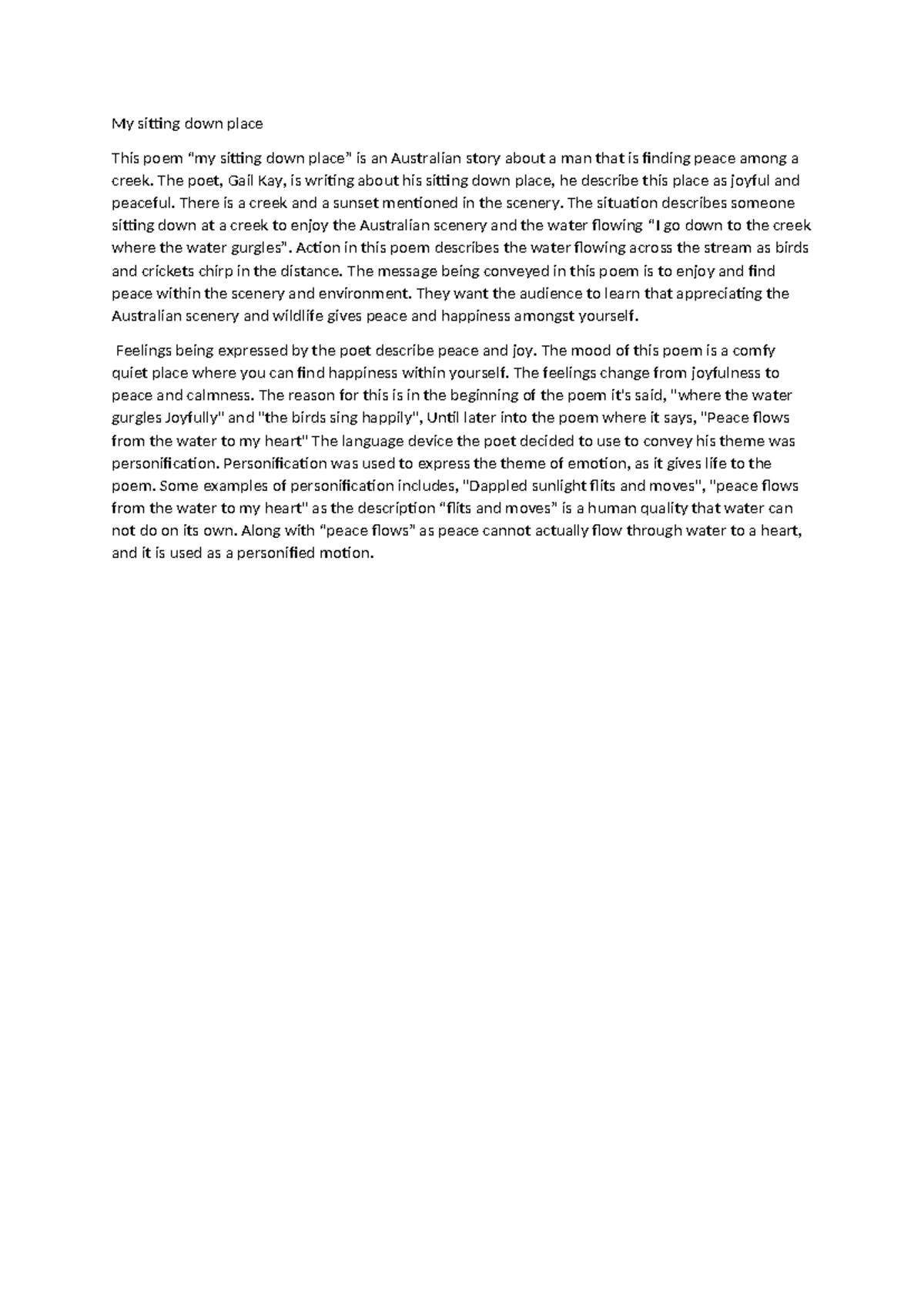 Anthea - lalallalalalallala - My sitting down place This poem “my ...