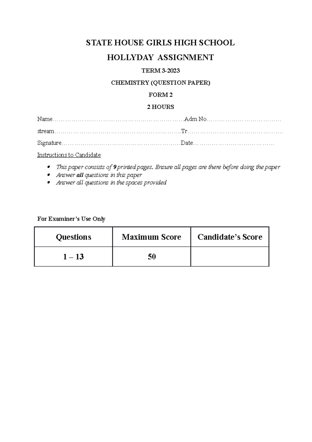 F2 Chemistry - this notes will really help - STATE HOUSE GIRLS HIGH ...