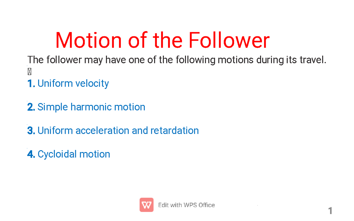 UAR -mouse - Mechanical engineering - Motion of the Follower The ...