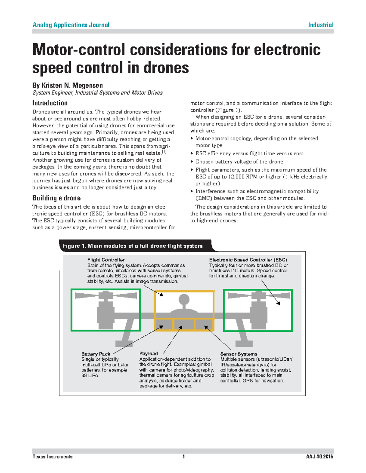 Electronic speed control motor - Motor-control considerations for ...