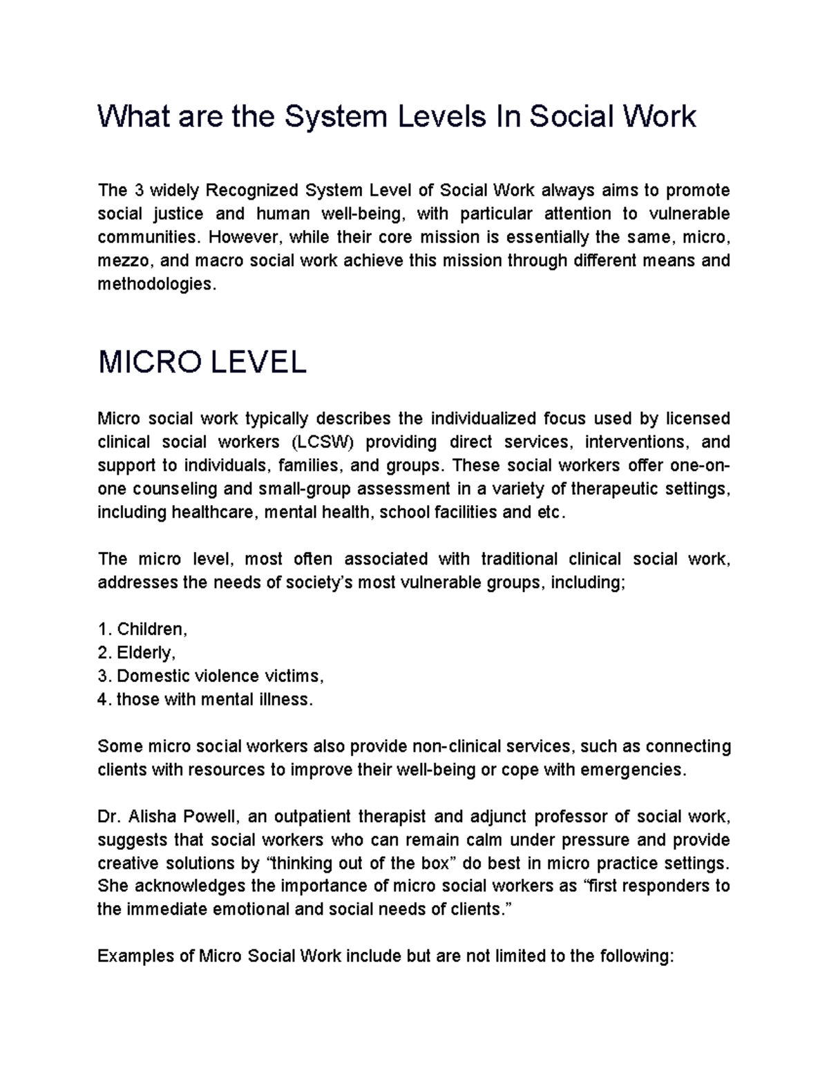 What are the System Levels In Social Work - However, while their core ...
