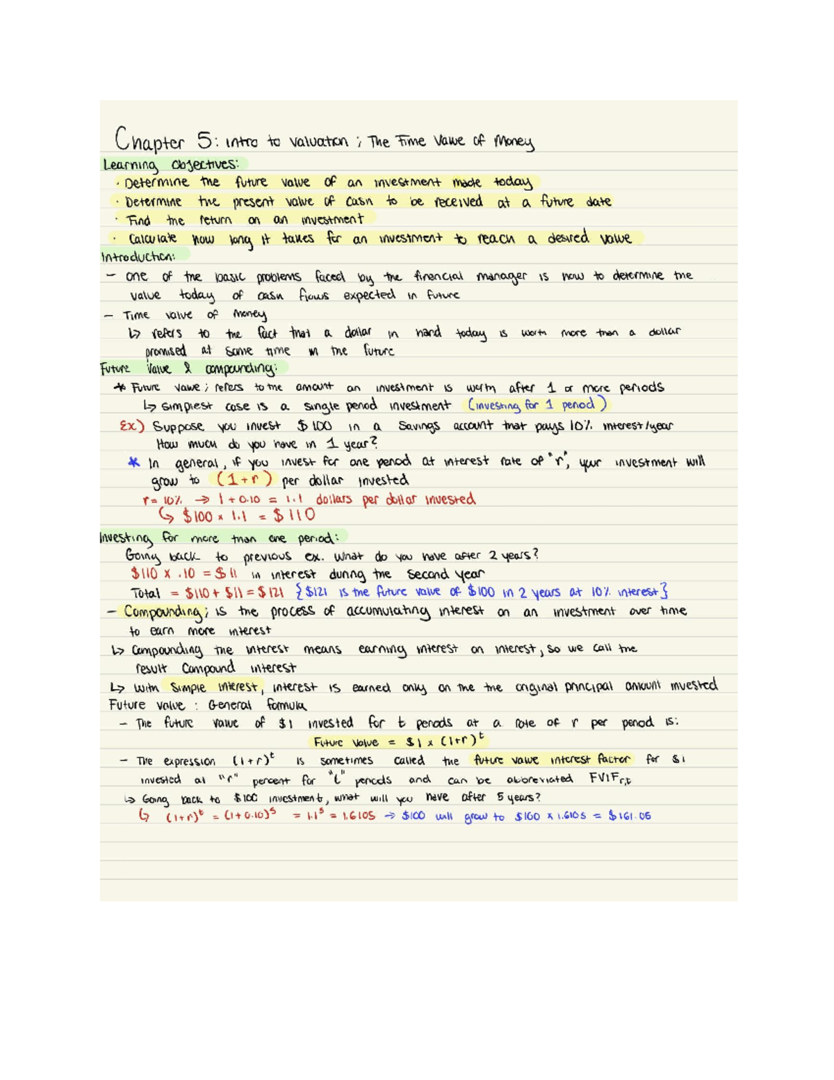 CHP 5 FIN 302 - Lecture notes for chapter 5 as well as examples. RIZZI ...