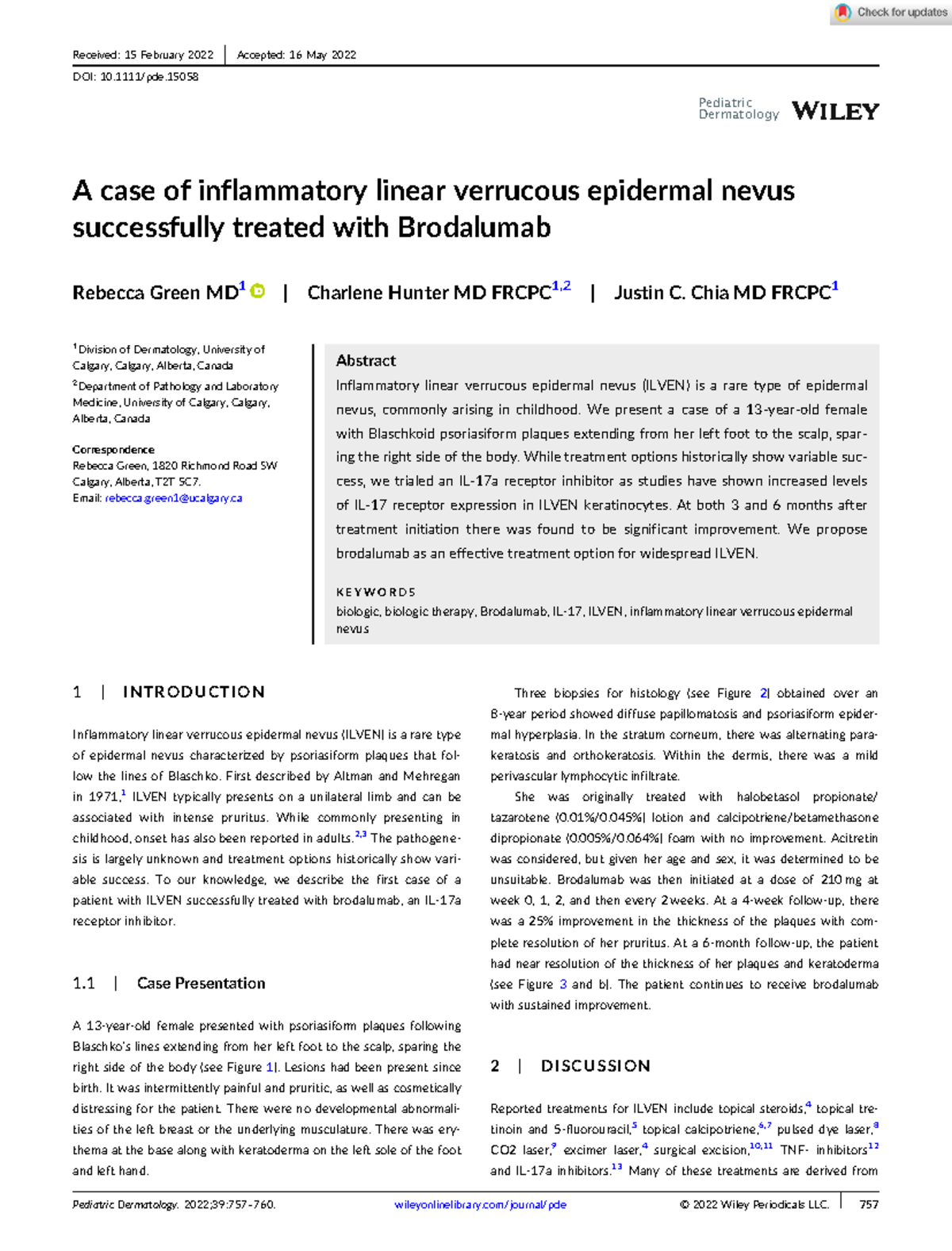Pediatric Dermatology - 2022 - Green - A case of inflammatory linear ...