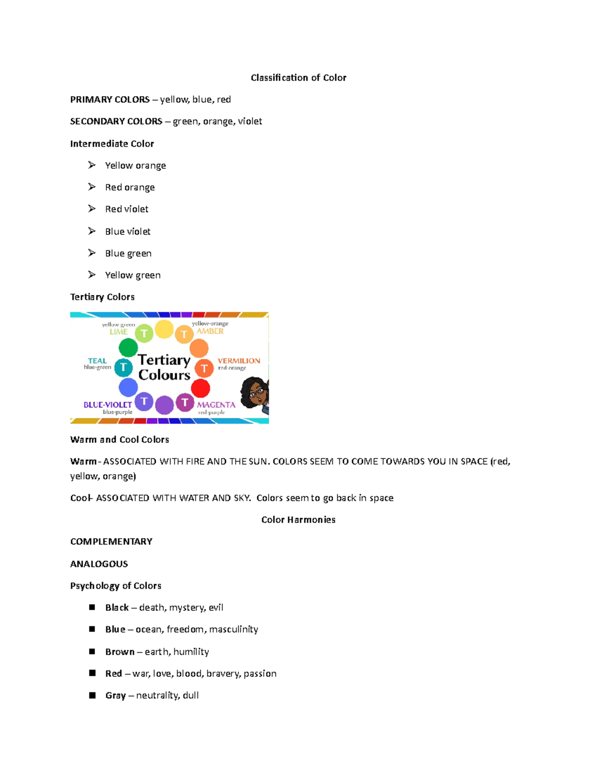 Classification of Color - Classification of Color PRIMARY COLORS ...