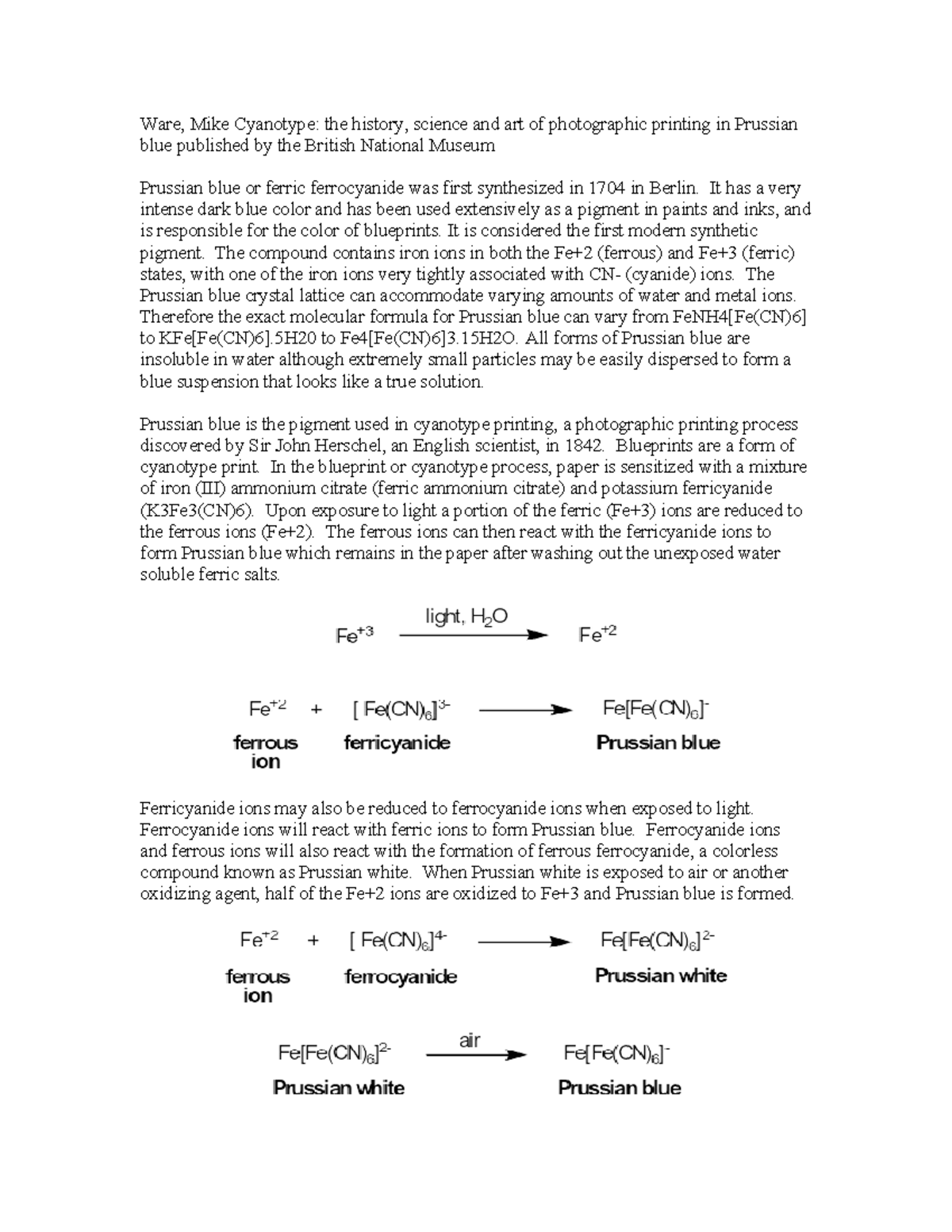 Lab procedure - Ware, Mike Cyanotype: the history, science and art of ...