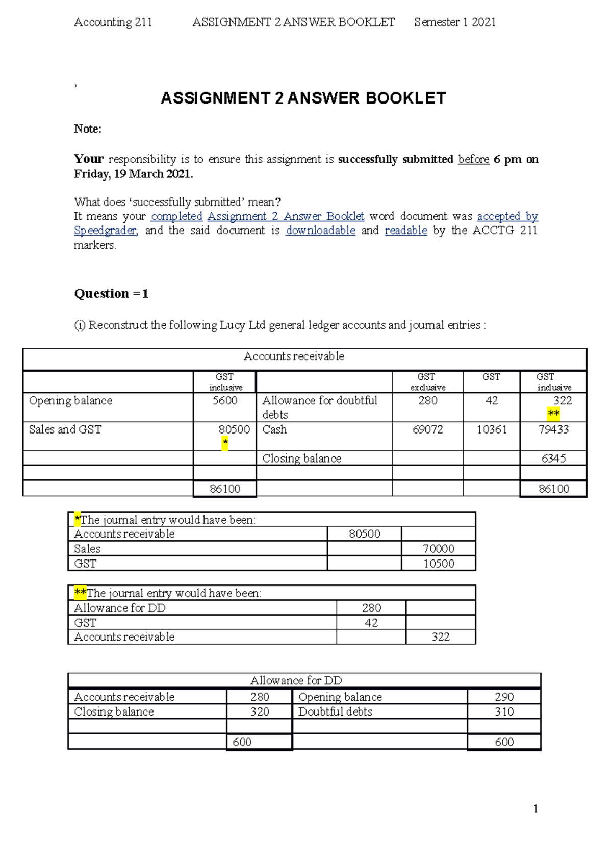 Assignment 2 Answer Booklet - , ASSIGNMENT 2 ANSWER BOOKLET Note: Your responsibility is to ...