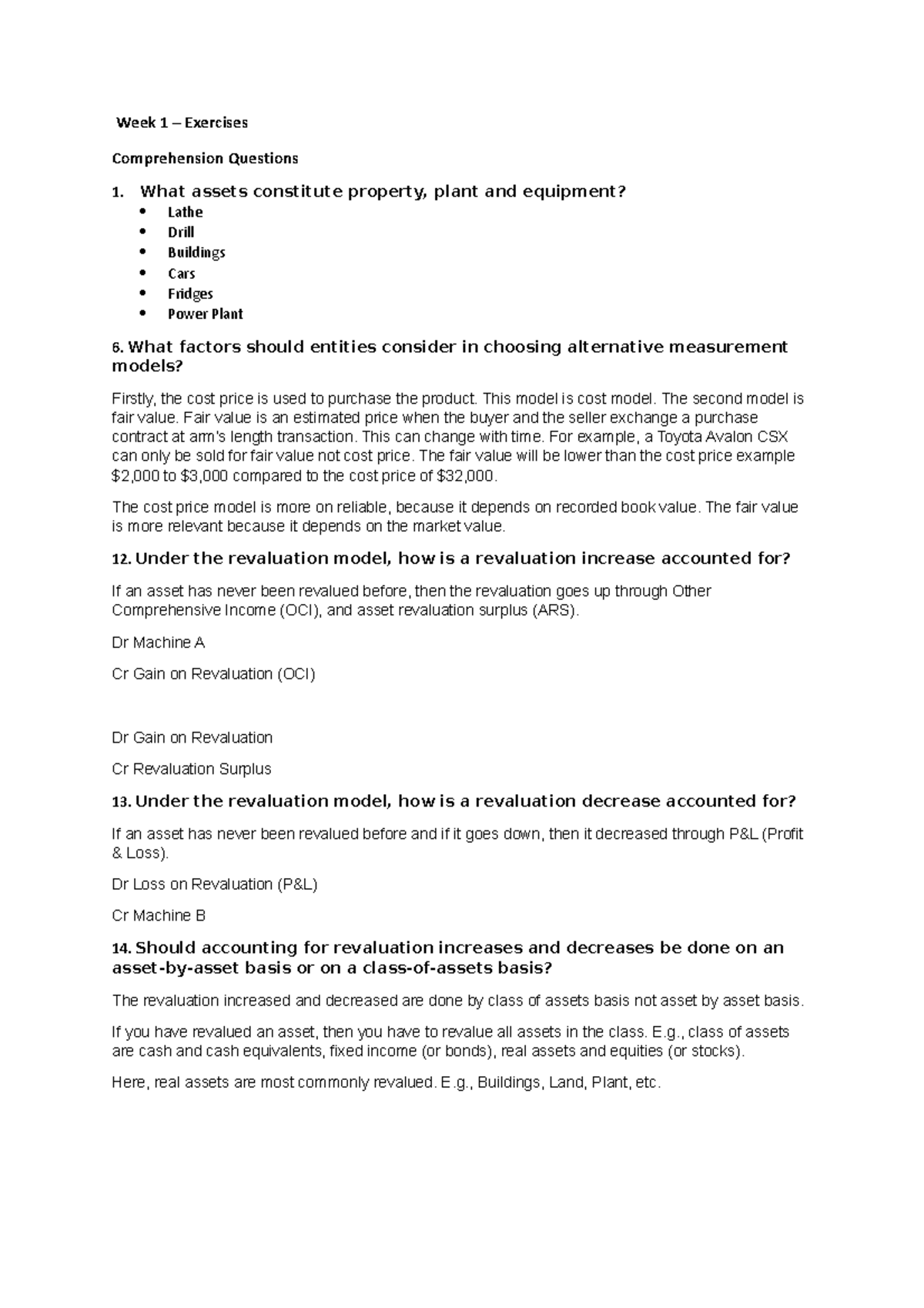 Chapter 1 - Exercises - Week 1 – Exercises Comprehension Questions What assets constitute ...