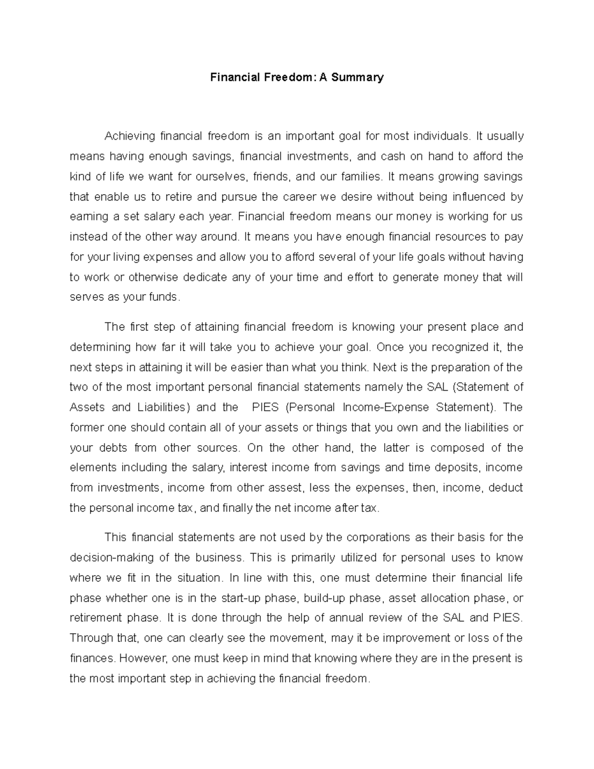 Financial-Freedom-Summary - Financial Freedom: A Summary Achieving ...