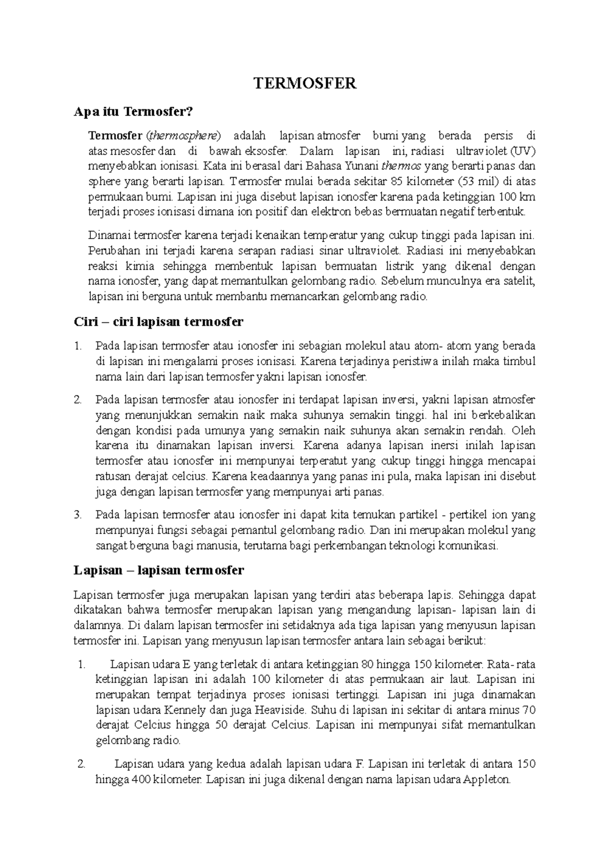 Termosfer - TERMOSFER Apa itu Termosfer? Termosfer (thermosphere ...
