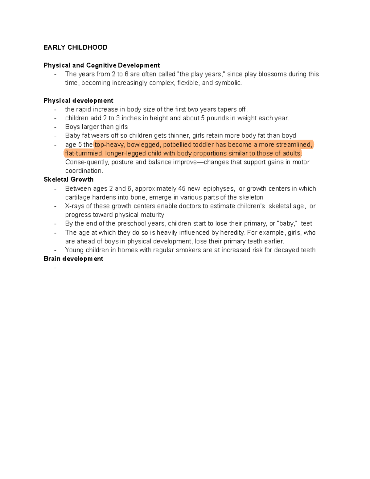 Psych 170 week 5 Early Childhood 2 to 6 yrs old - EARLY CHILDHOOD ...