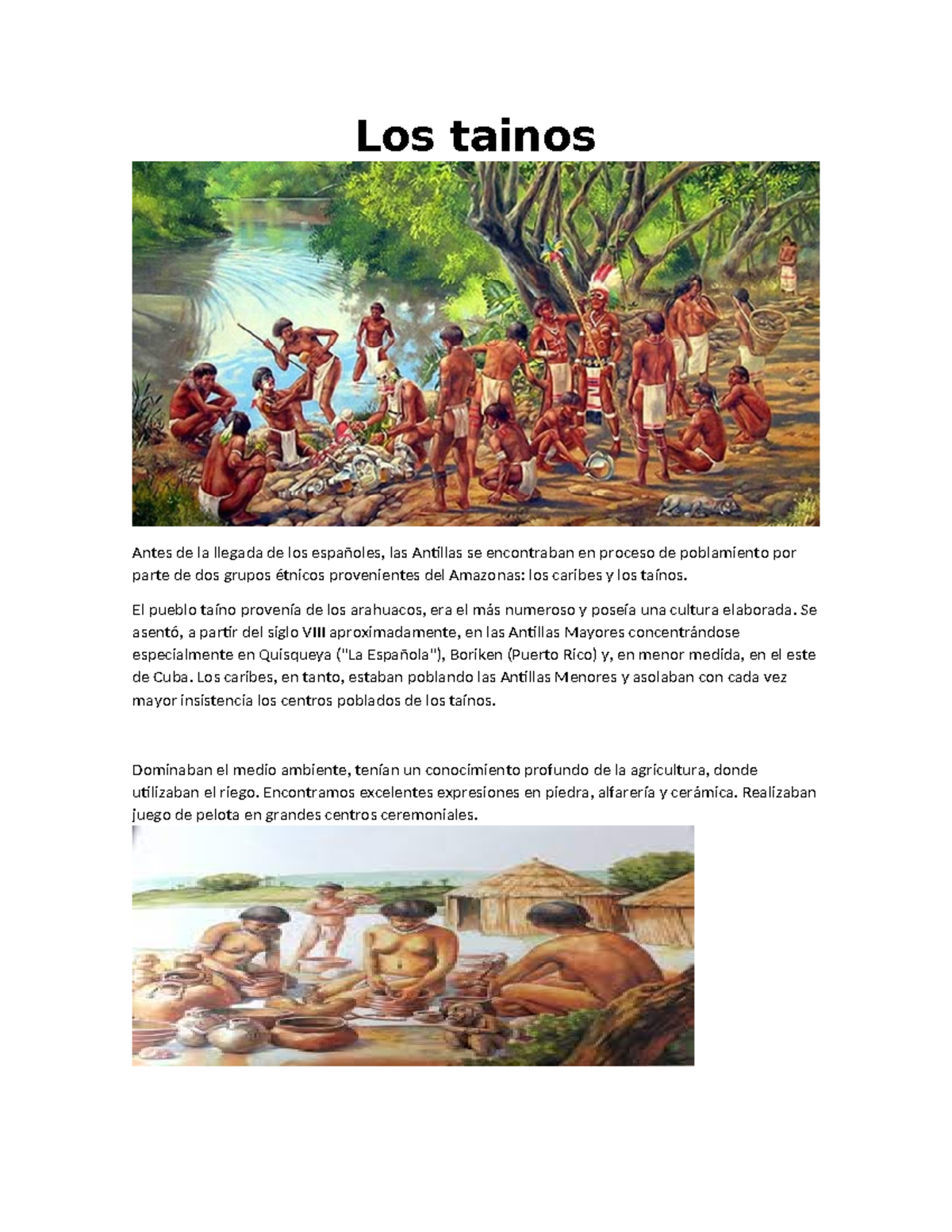 LOS TAINOS MODO DE VIDA - Los tainos Antes de la llegada de los ...