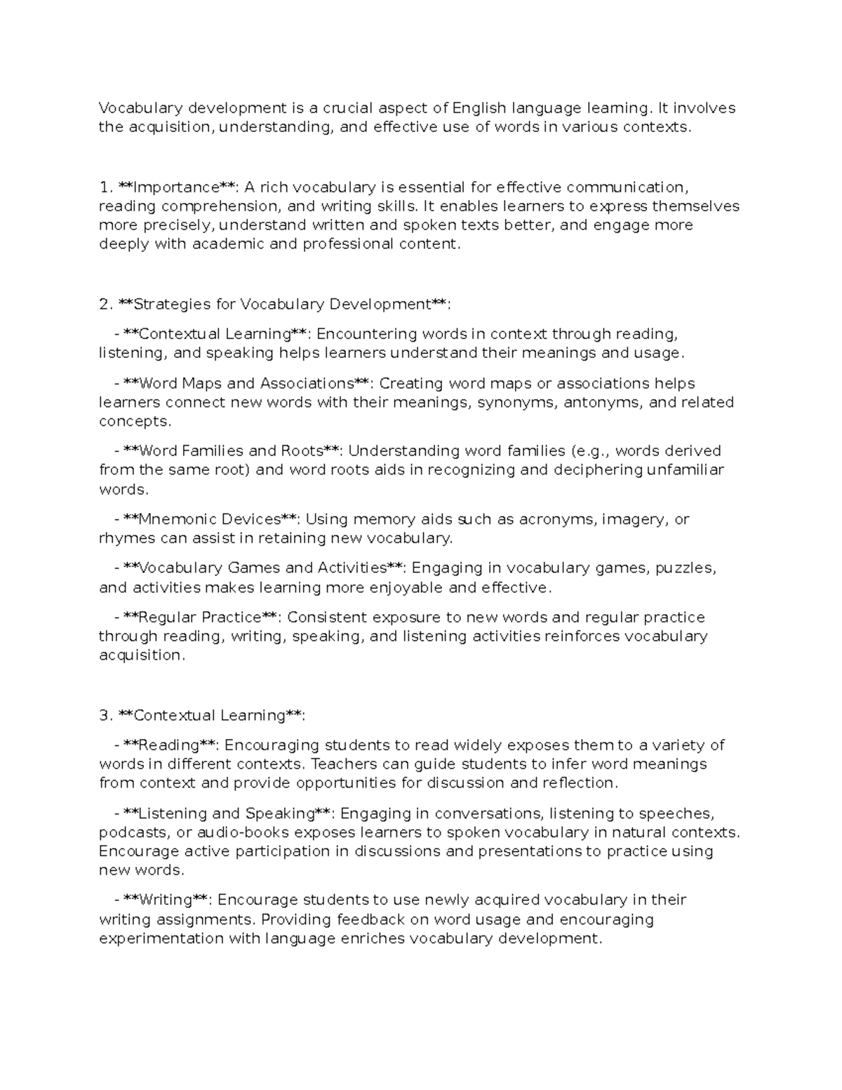 Vocabulary development is a crucial aspect of English language learning ...