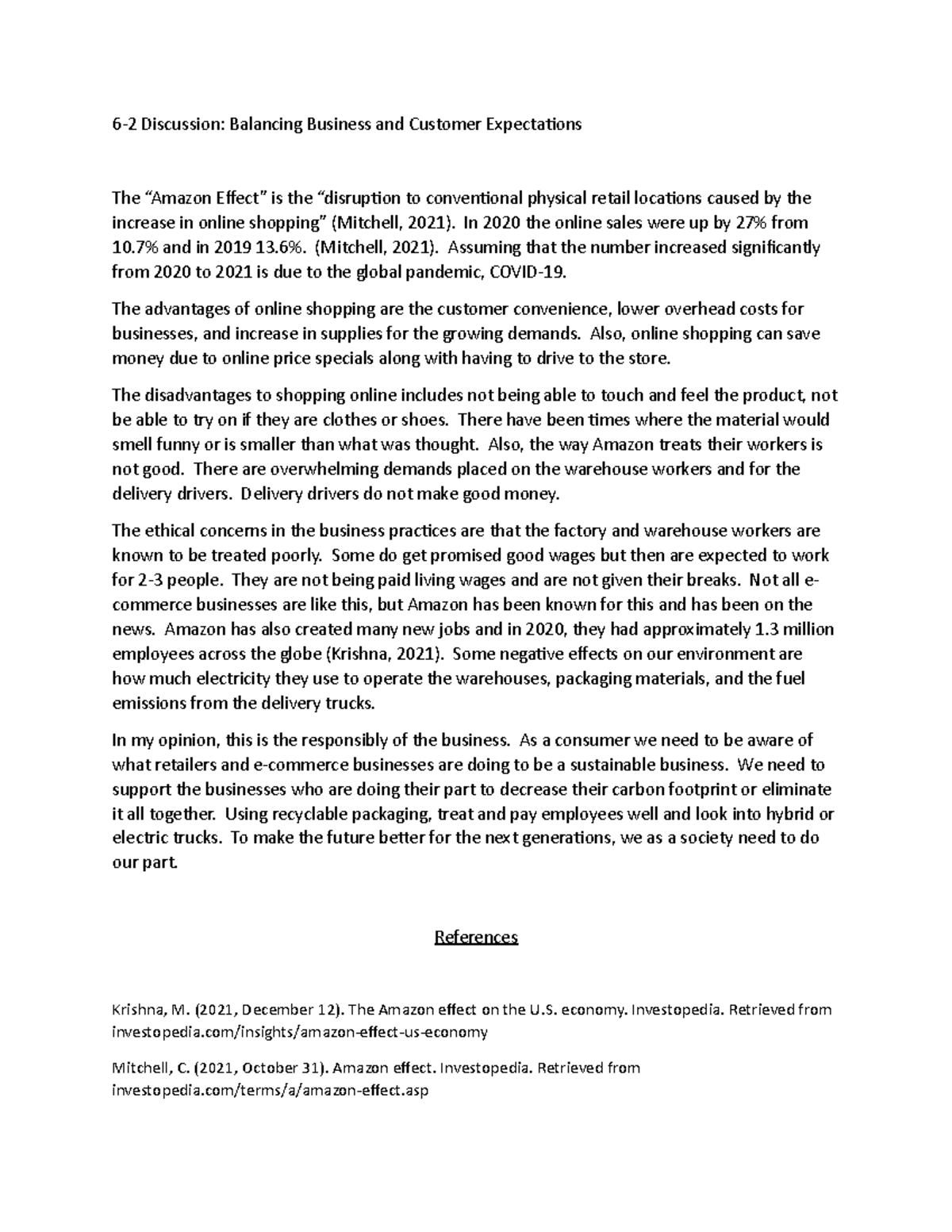 6-2 Discussion Balancing Business and Customer Expectations - In 2020 ...