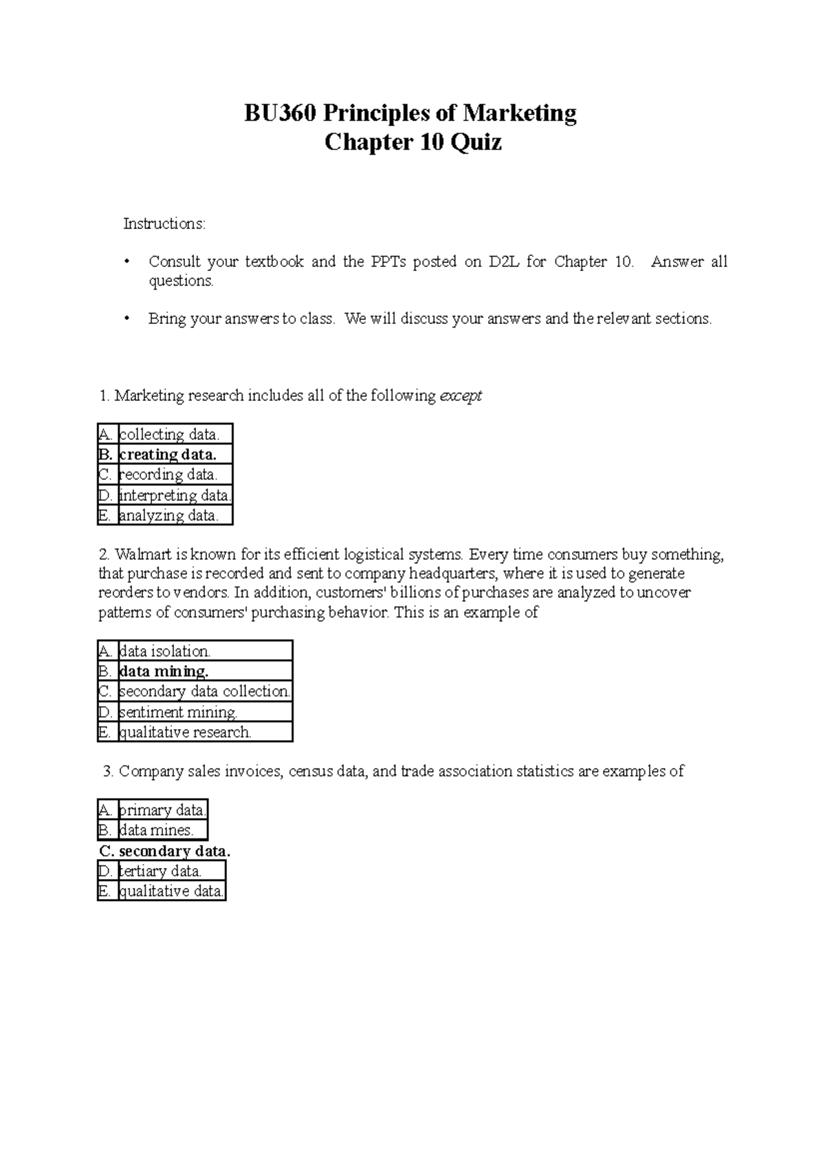 pwoerpoint assignment answers - BU360 Principles of Marketing Chapter ...