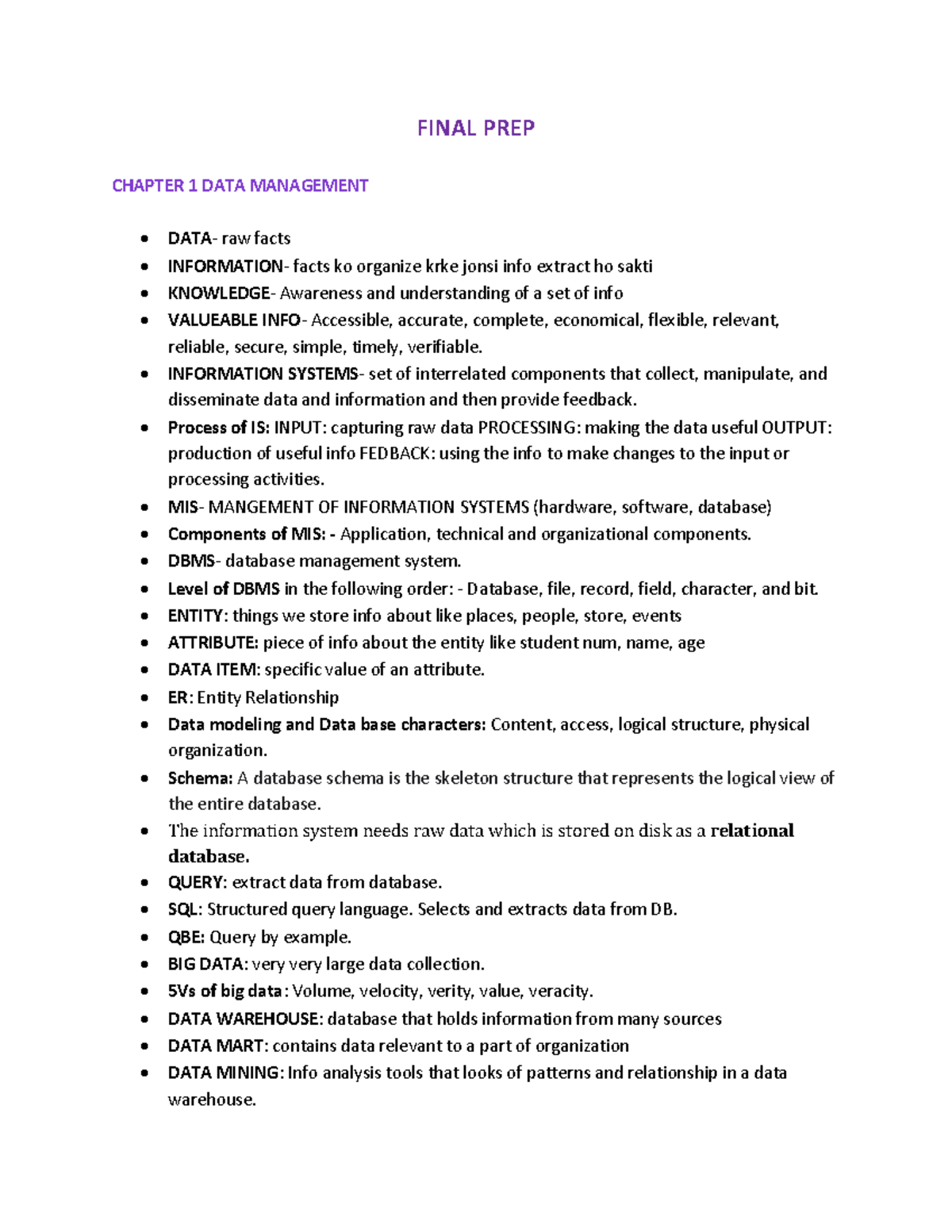 Final PREP - Notes for almost the whole course - FINAL PREP CHAPTER 1 ...