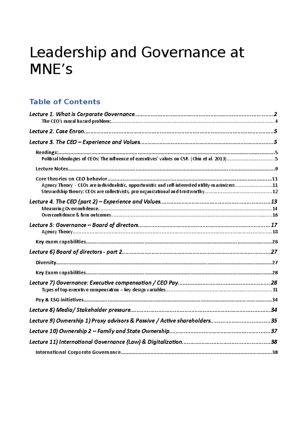 Leadership and Governance for MNE - Leadership and Governance at MNE’s ...