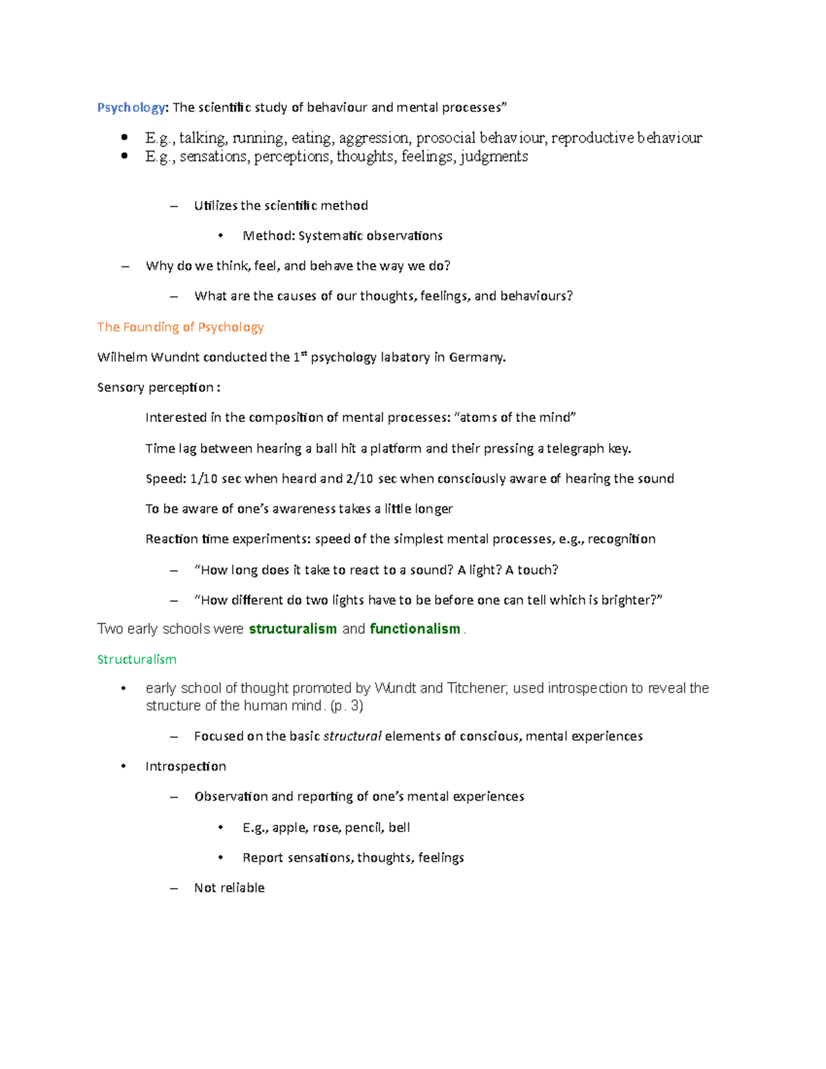 Psychology - Midterm 2 - Psychology: The scientific study of behaviour ...