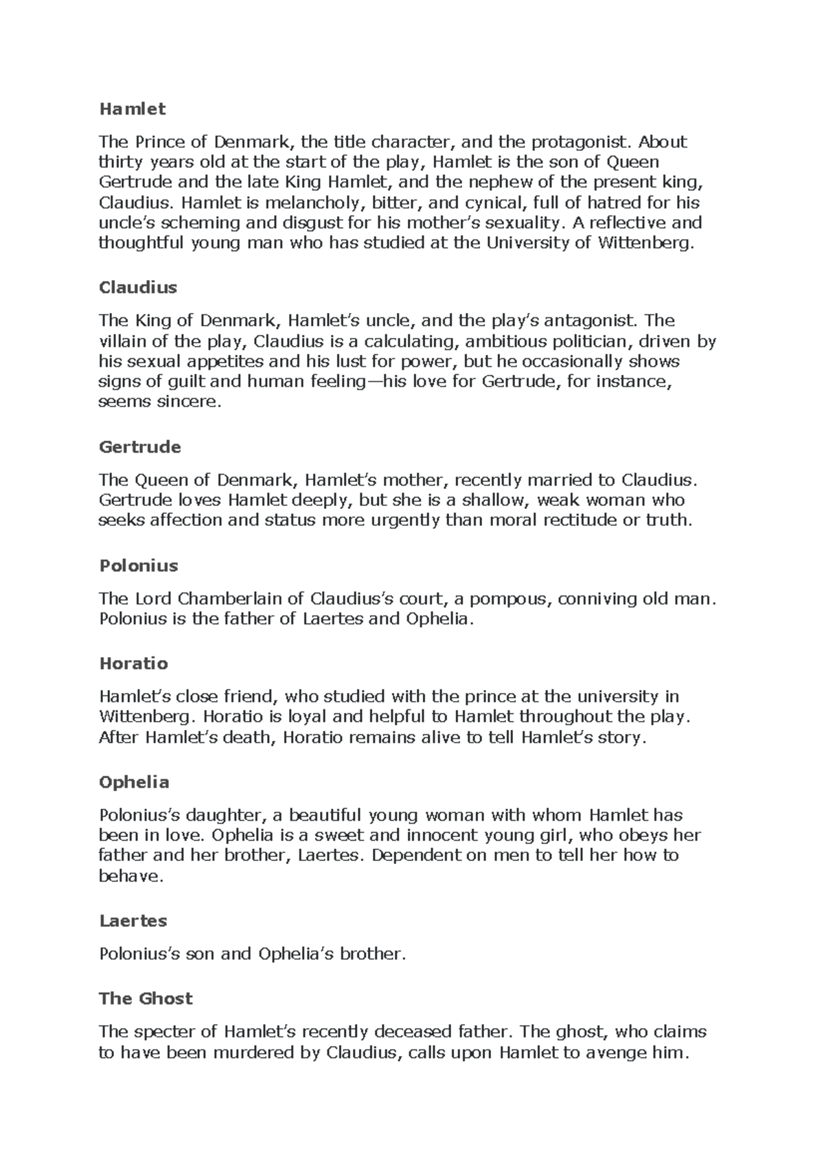 Personages hamlet - Hamlet The Prince of Denmark, the title character ...