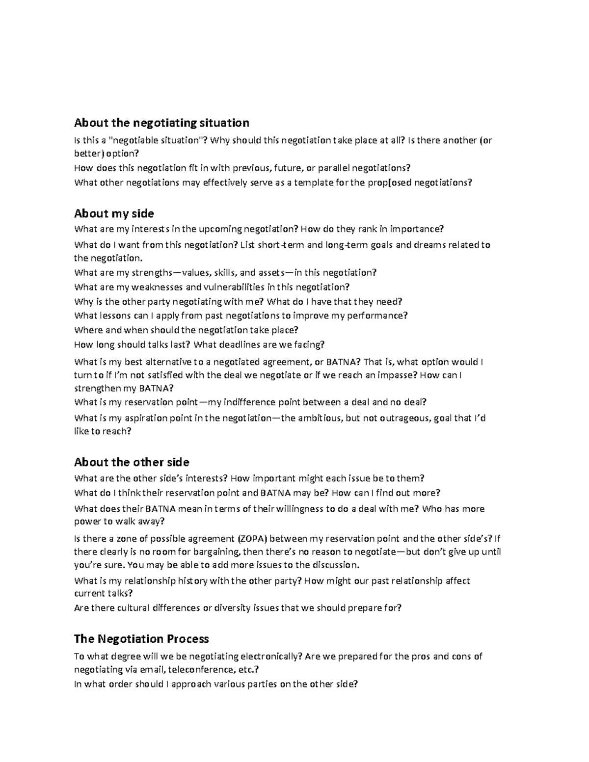 5. Harvard Negotiation Checklist - Warning: TT: undefined function: 32 ...