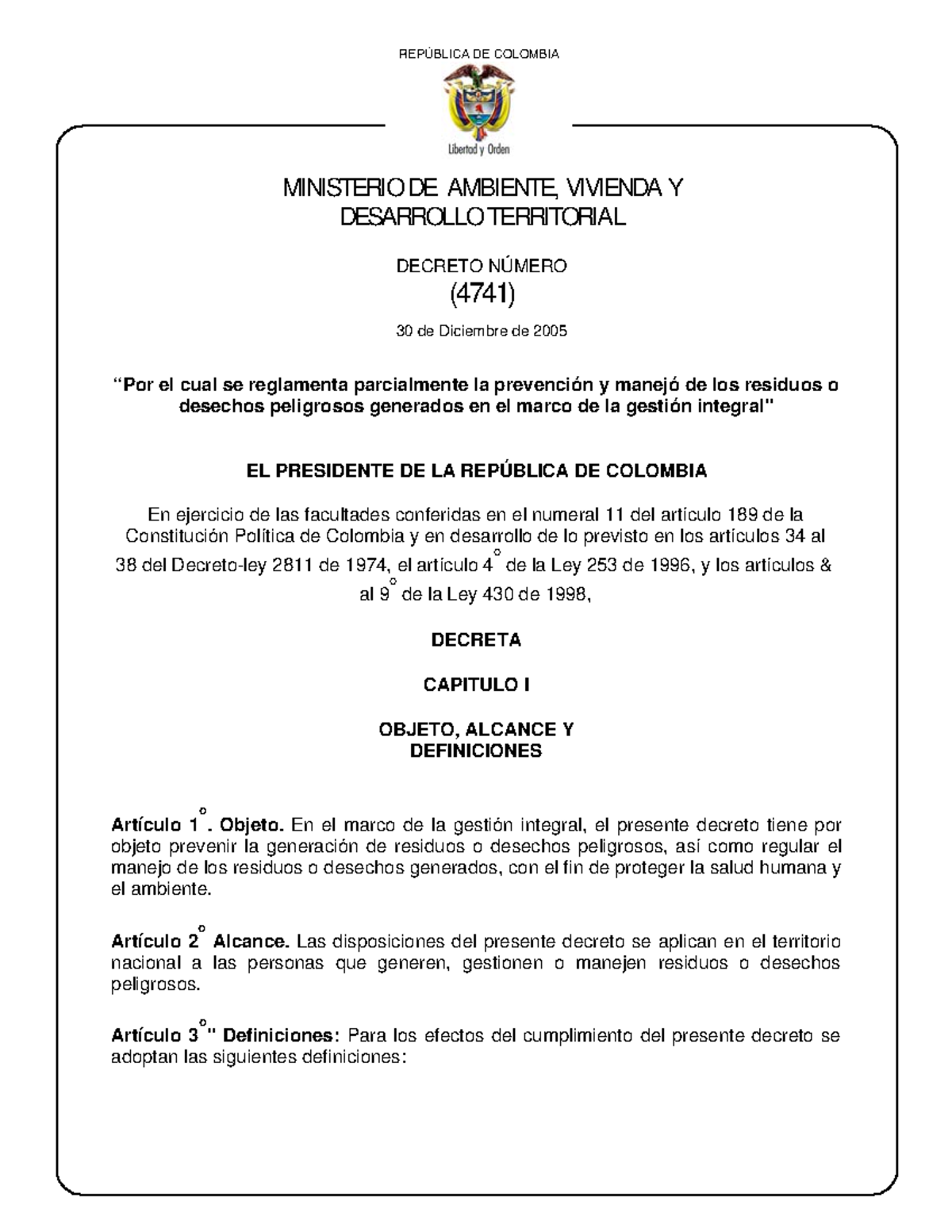 Mat apo 2 - hdghf - REPÚBLICA DE COLOMBIA MINISTERIO DE AMBIENTE ...