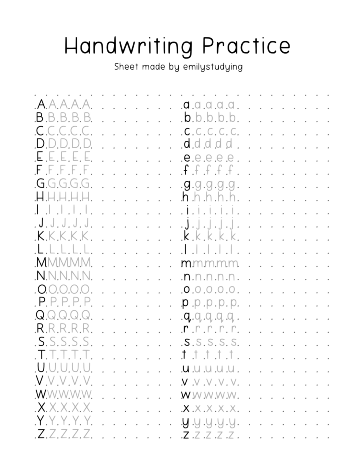 Handwriting sheet - adadad - Handwriting Practice Sheet made ...