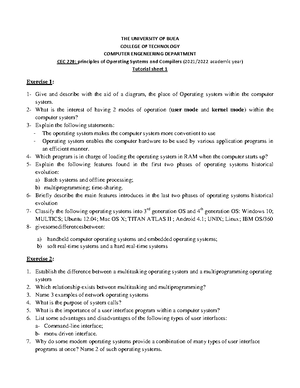 CEC220 Tutorial Sheet 2 2022 - THE UNIVERSITY OF BUEA COLLEGE OF ...