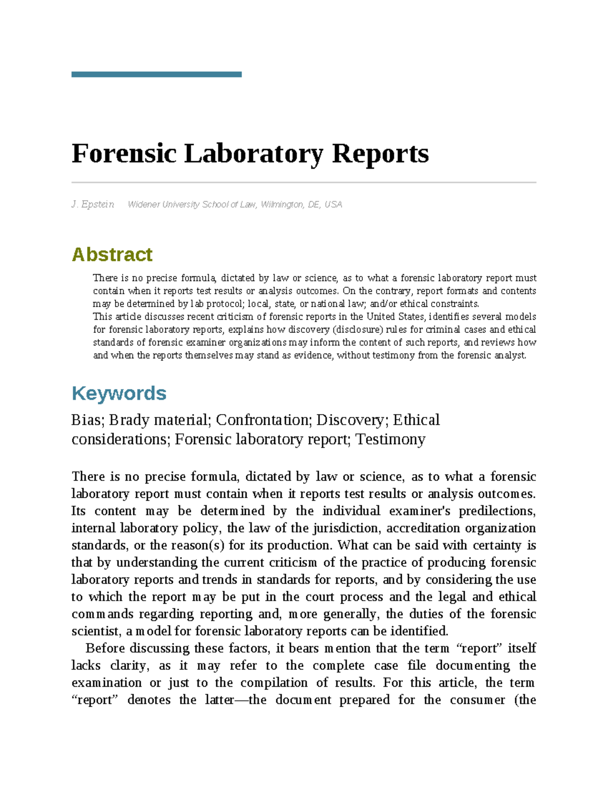 Forensic Fingerprints Laboratory Reports - Forensic Laboratory Reports ...