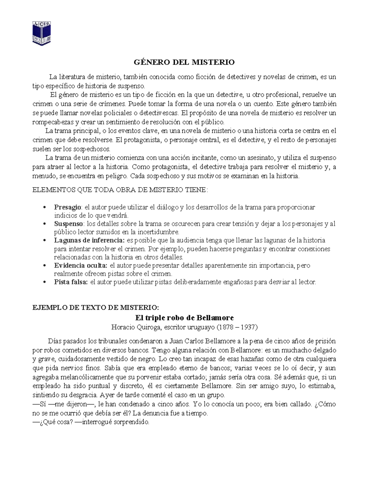 Elementos de misterio - QASFADASDSAD - GÉNERO DEL MISTERIO La ...