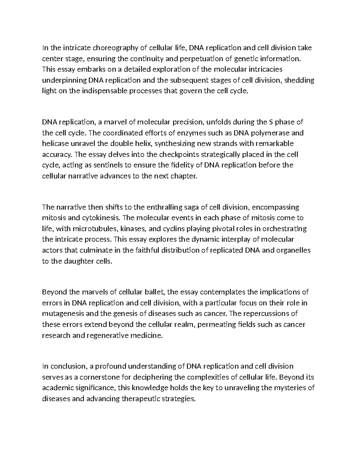 The Molecular Dance DNA Replication and Cell Division - In the ...