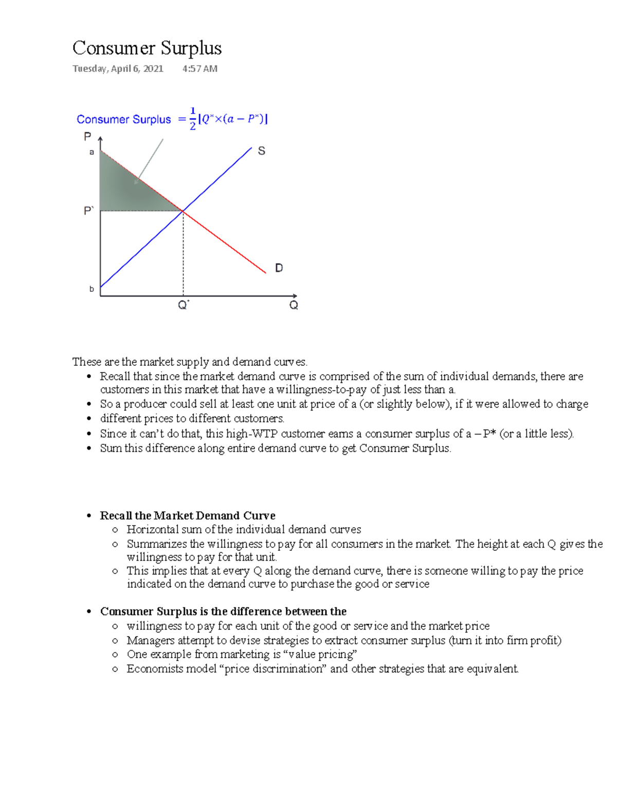 Consumer Surplus - Economics - Studocu