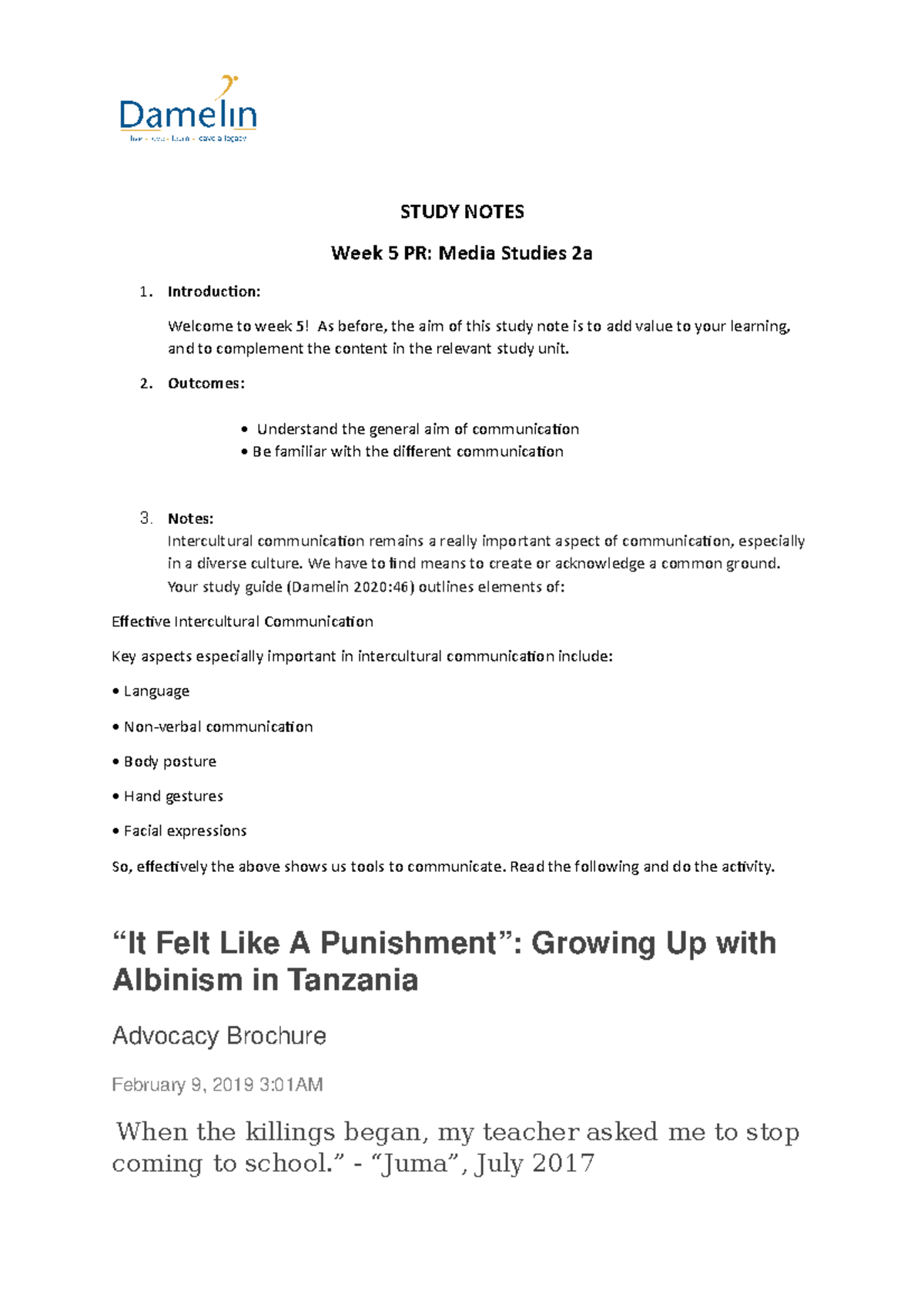Study Notes Media St 2 week 5 (Dip PR) - STUDY NOTES Week 5 PR: Media ...
