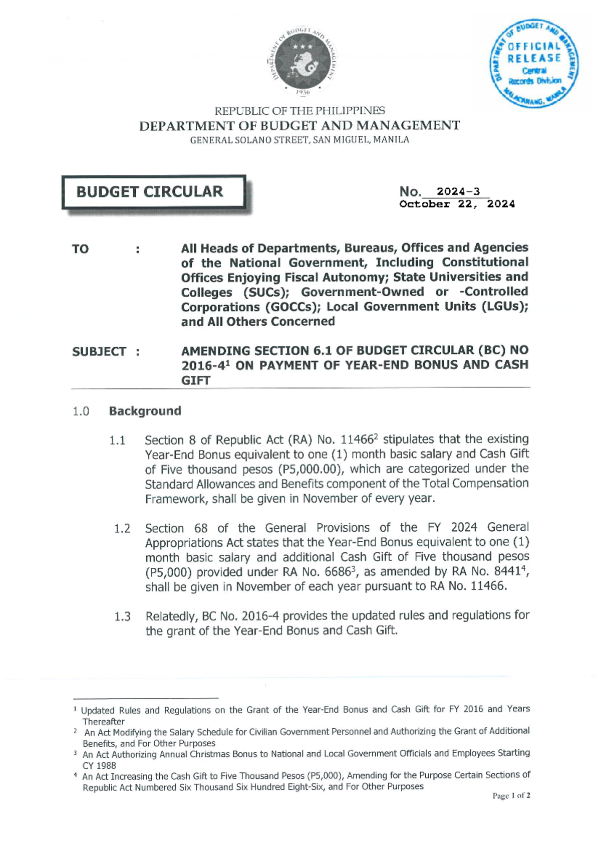 Budget-Circular-No - awr - BUDGET BUDGET AND OFFICIAL RELEASE Central ...