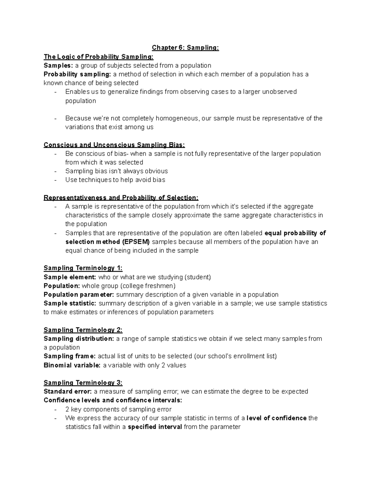 Chapter 6 Scientific Methods - Chapter 6: Sampling: The Logic of Probability Sampling: Samples ...