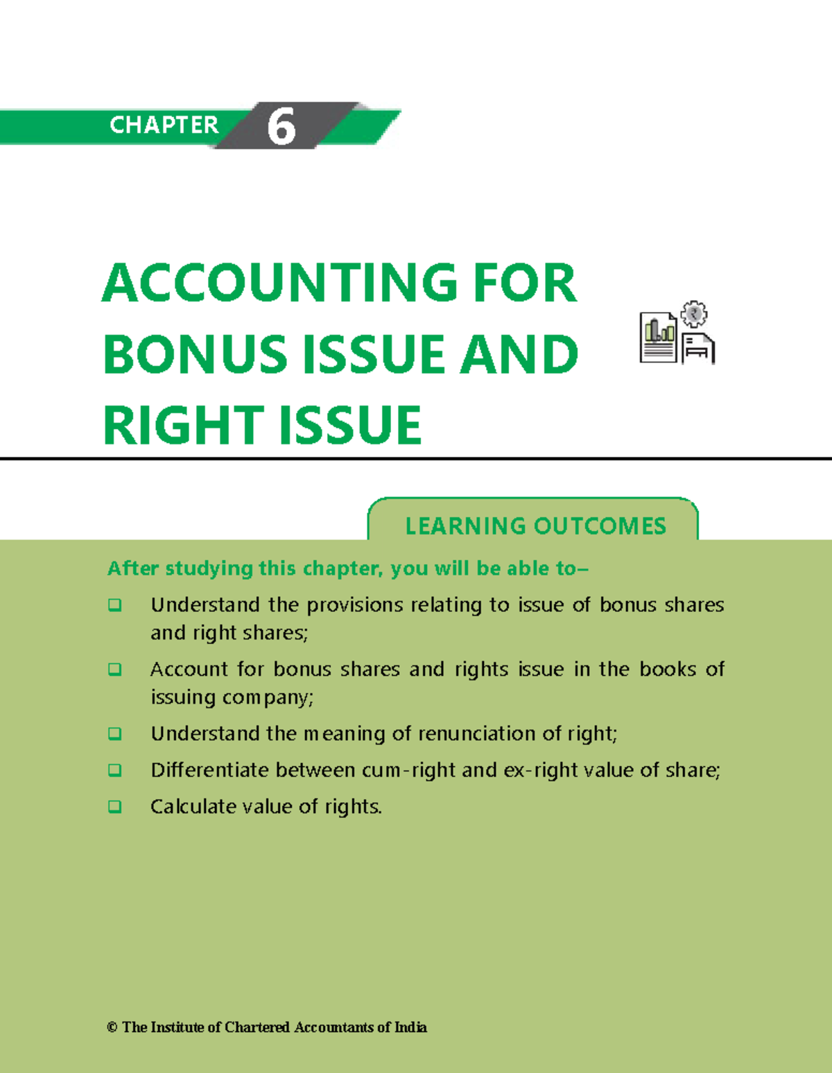 Chapter 6 Accounting for Bonus Issue and Right Issue - LEARNING OUTCOMES ACCOUNTING FOR BONUS ...