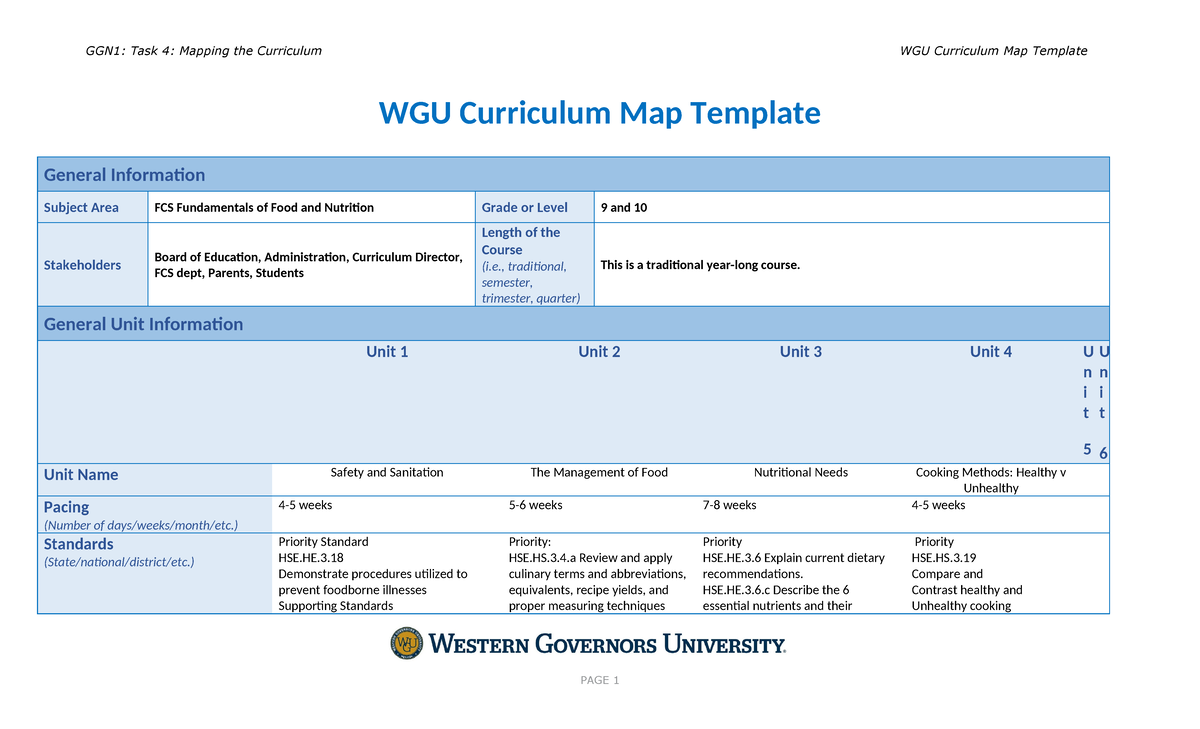 WGU Curriculum Map Template - WGU Curriculum Map Template General ...