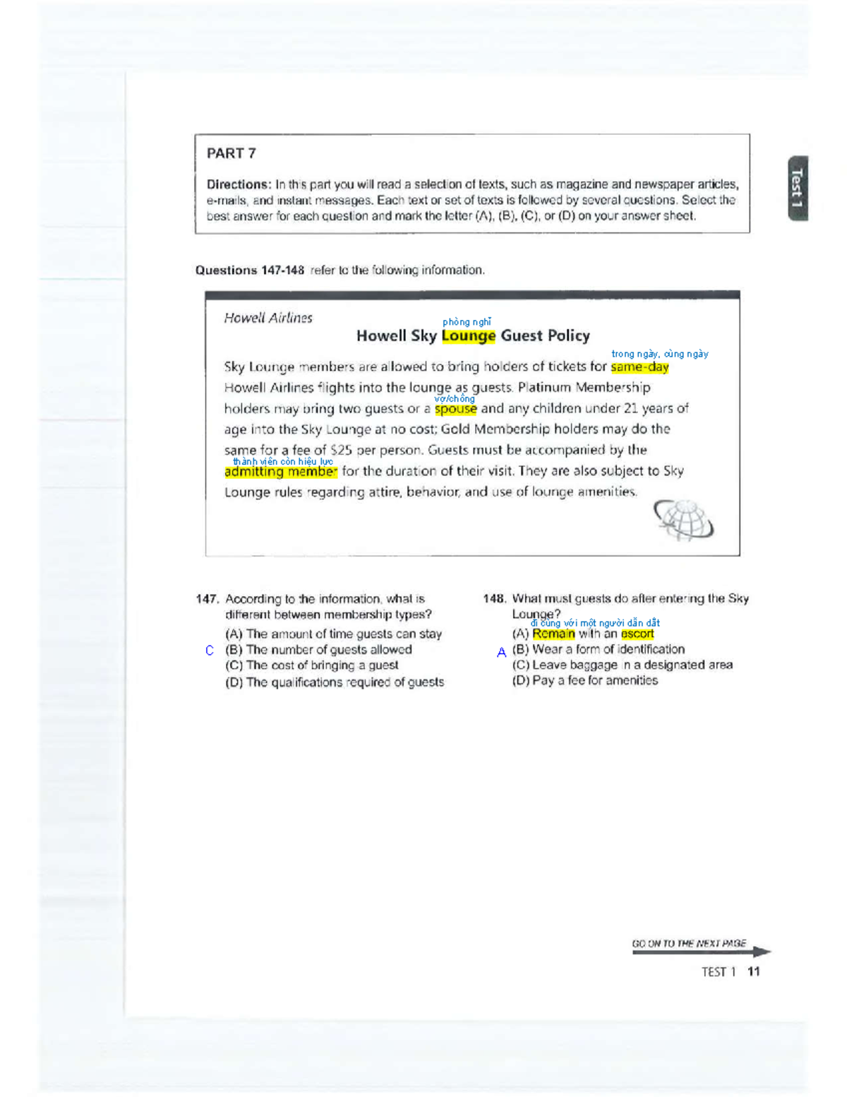 TEST 1 P7 RC YBM 3 VOCA - TYHB - P ART 7 Directions: In this part you ...