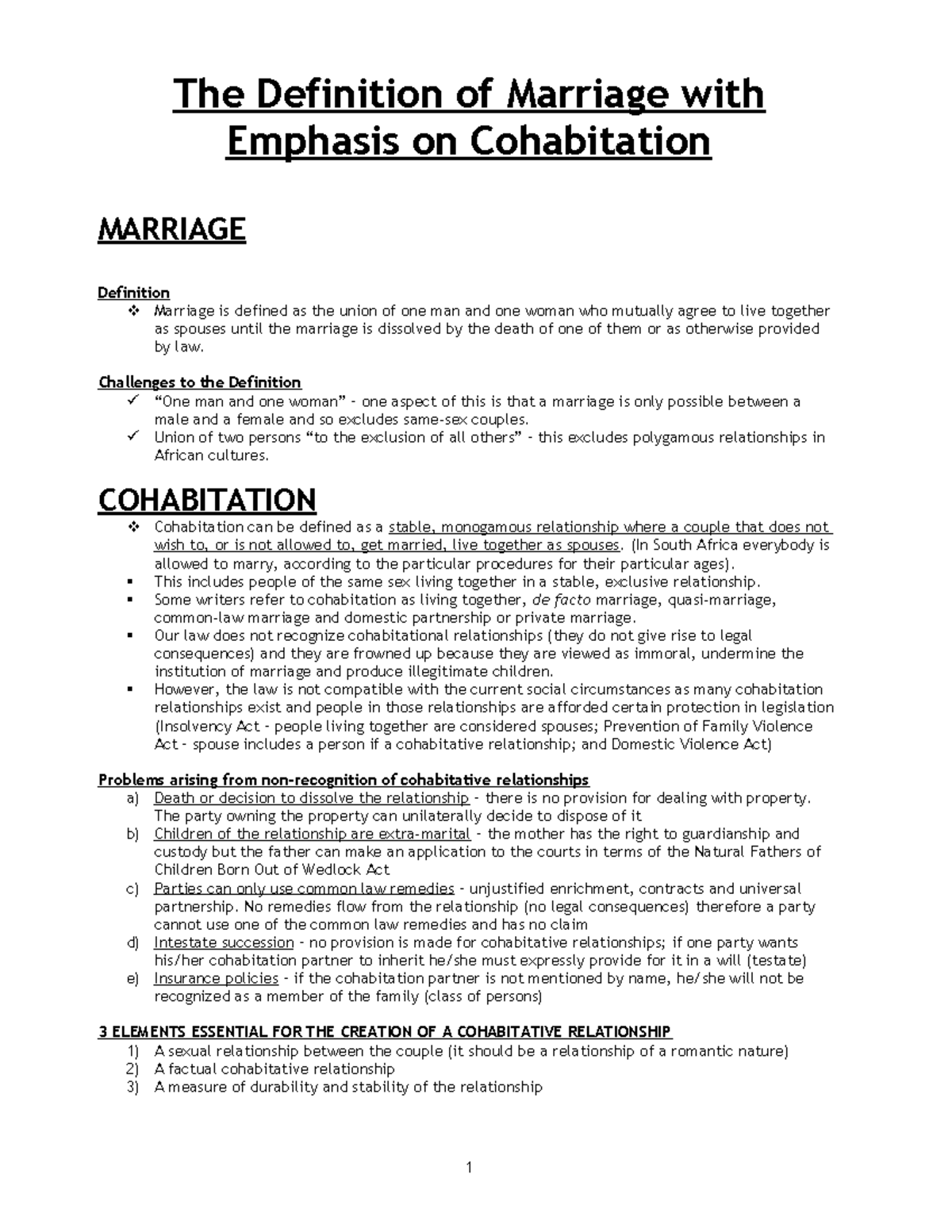 02 Def Of Marriage Emphasising Cohabitation The Definition Of