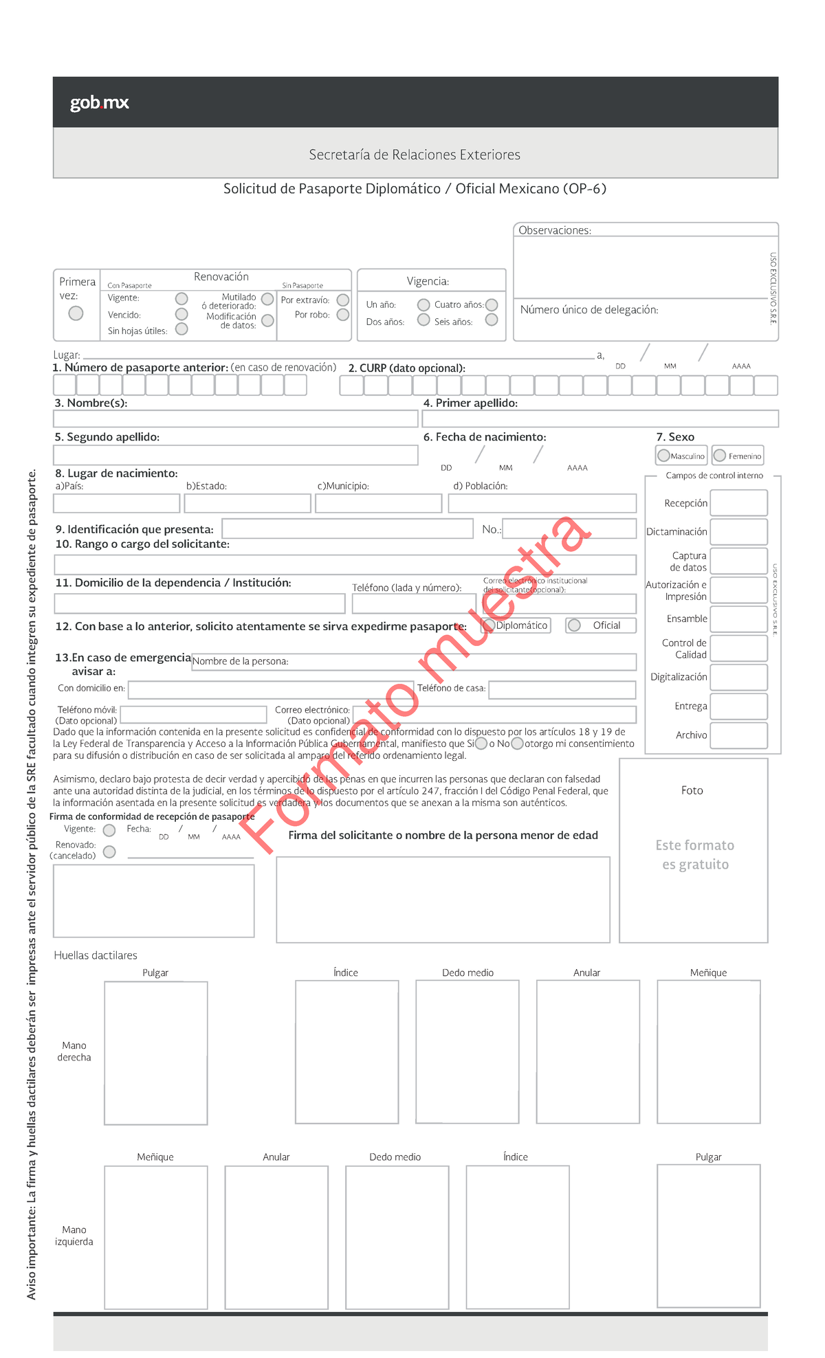 OP6 Gobmx - .... - Este formato es gratuito USO EXCLUSIVO S.R. (en caso ...