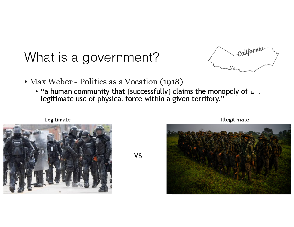 Government and State - What is a government? • Max Weber - Politics as ...