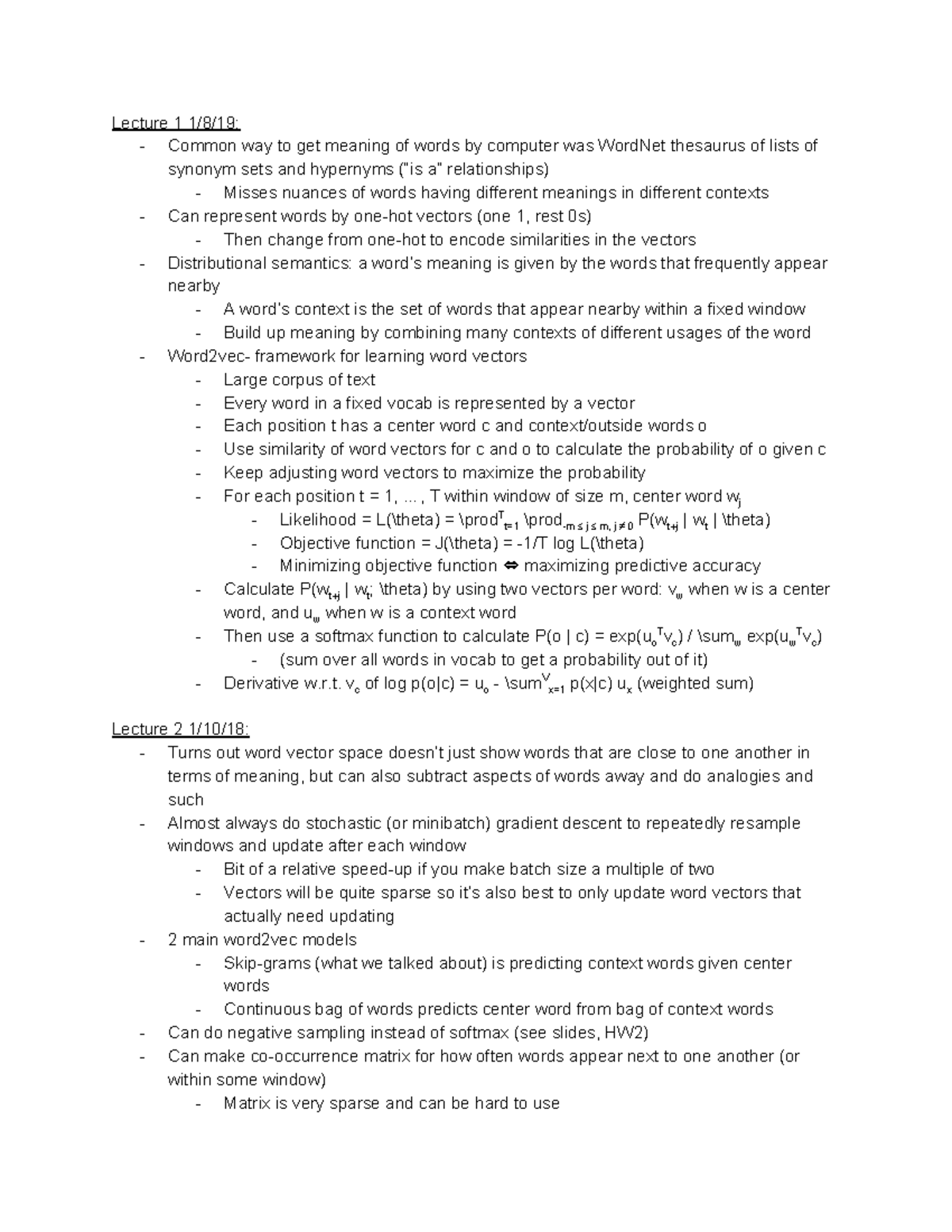CS224N Notes Lecture 1 1 8 19 Common Way To Get Meaning Of Words
