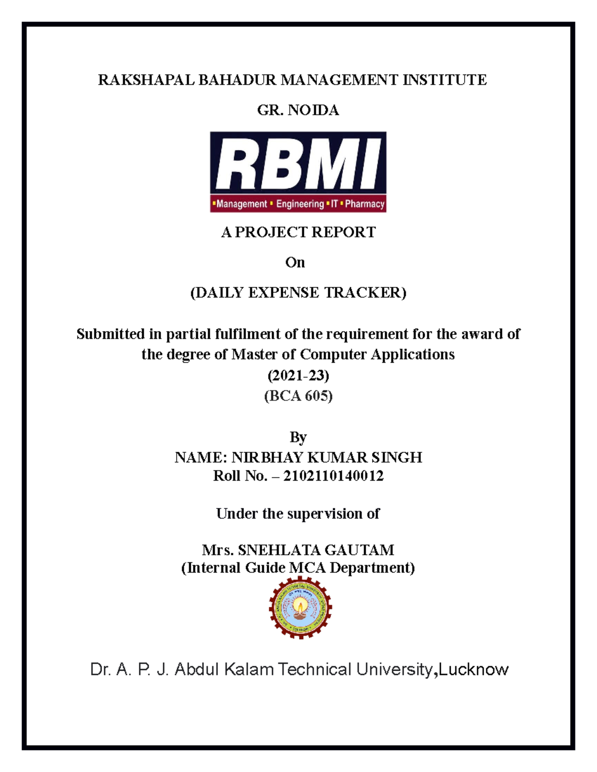 Nirbhay Front PAGE - Starting pages like Abstraction, Certificate, And ...