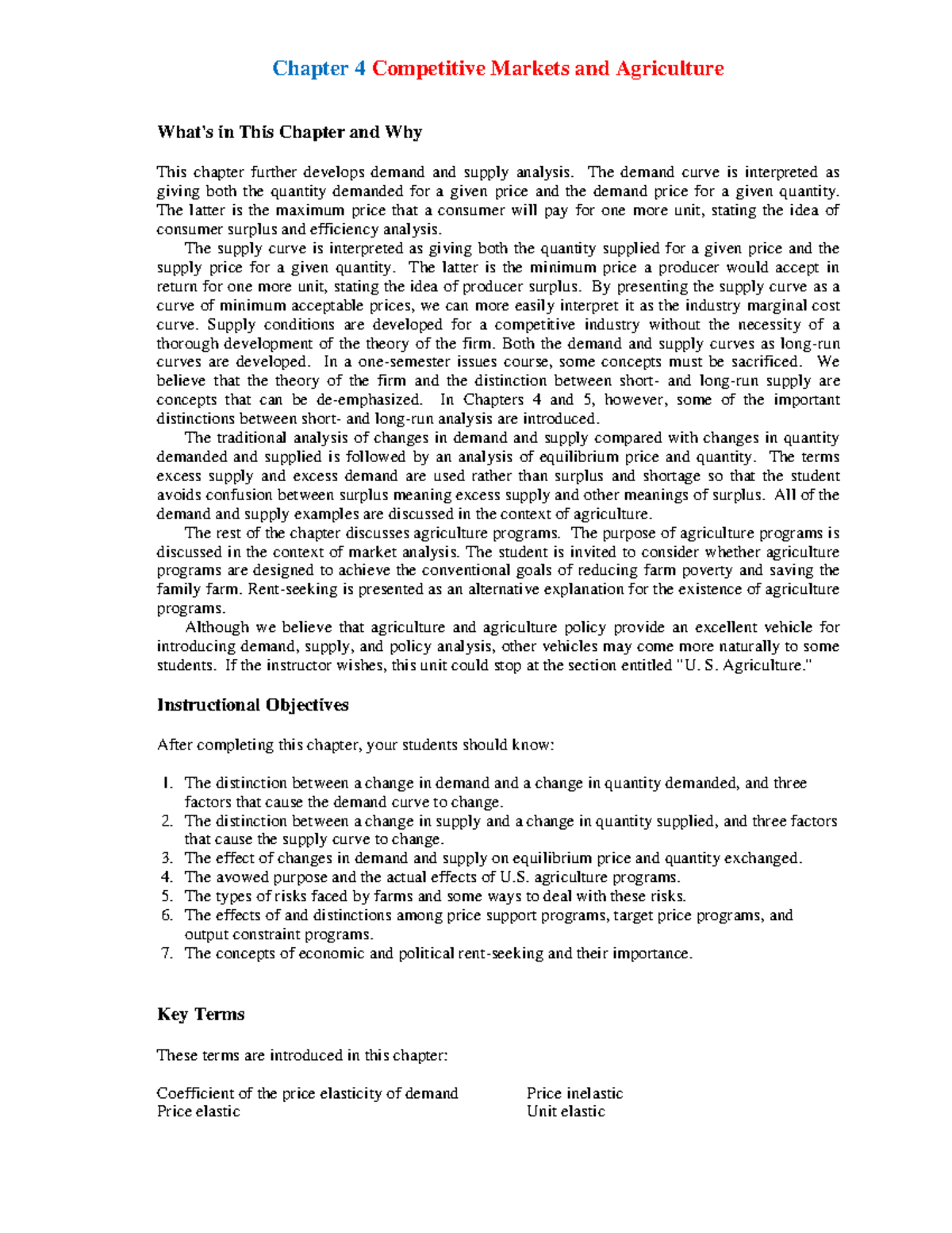 Ch04 Competitive Markets and Agriculture - Chapter 4 Competitive ...