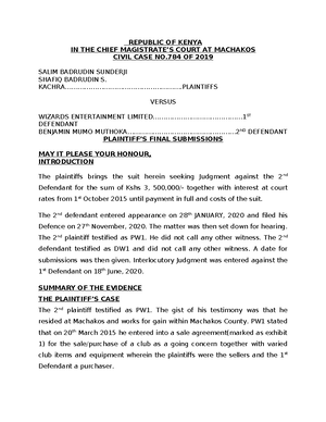 05 Small Claims Court Forms - Rule 3 FORM No SCC 1 REPUBLIC OF KENYA IN ...