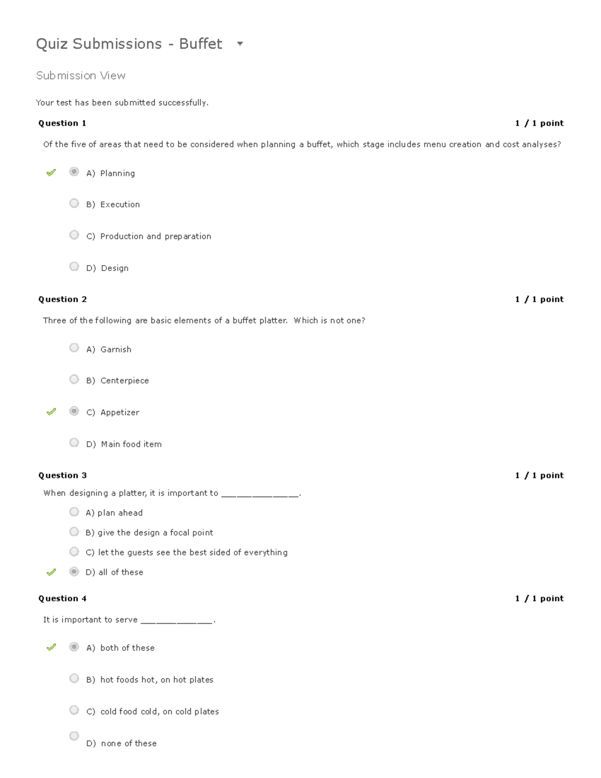 Quiz 1 2018, questions and answers - Quiz Submissions - Buffet ...
