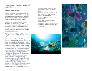 Bio-220 Restoration Pamphlet - Plastic Problems: Life of the Sea Turtle ...