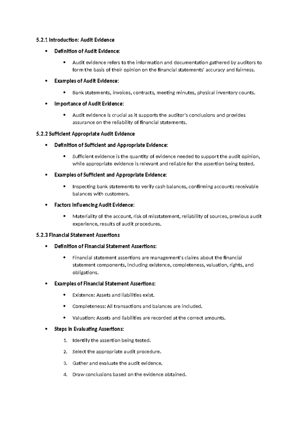 Introduction TO Audit Evidence - 5.2 Introduction: Audit Evidence ...