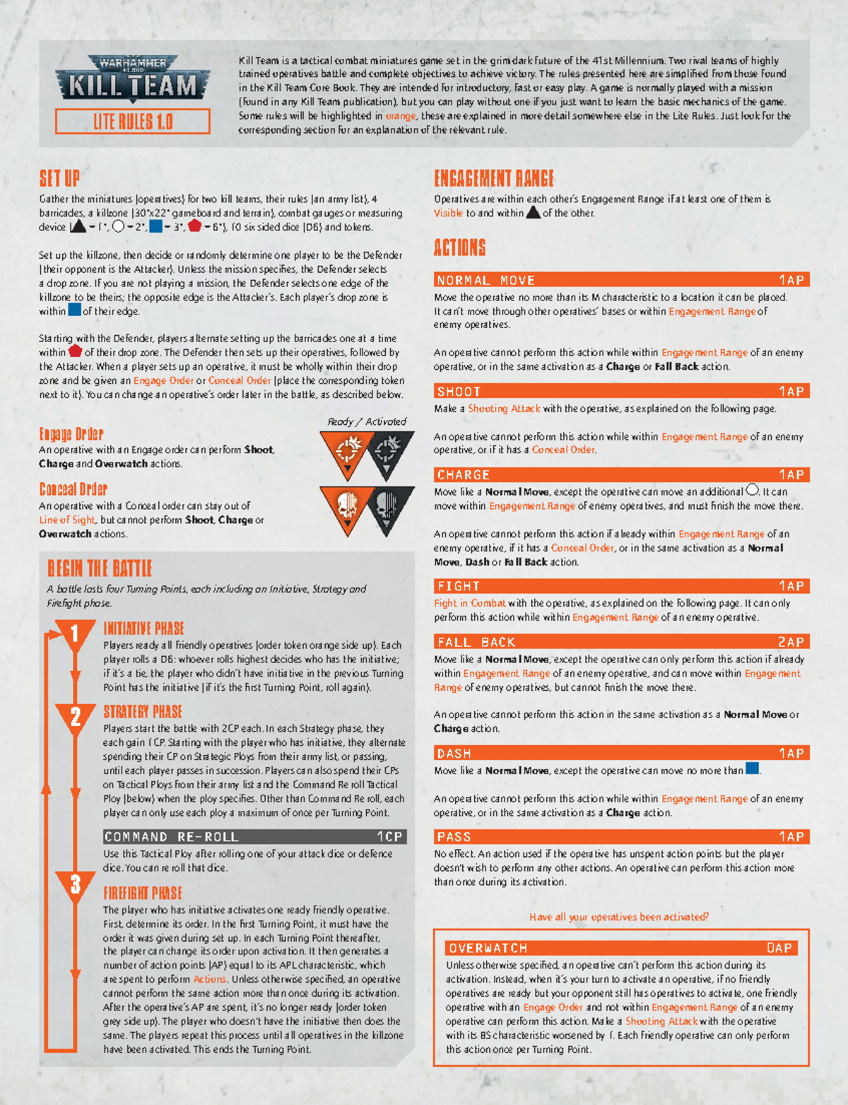 Kill Team 2021 Rules LITE - Kill Team is a tactical combat miniatures game set in the grim dark ...