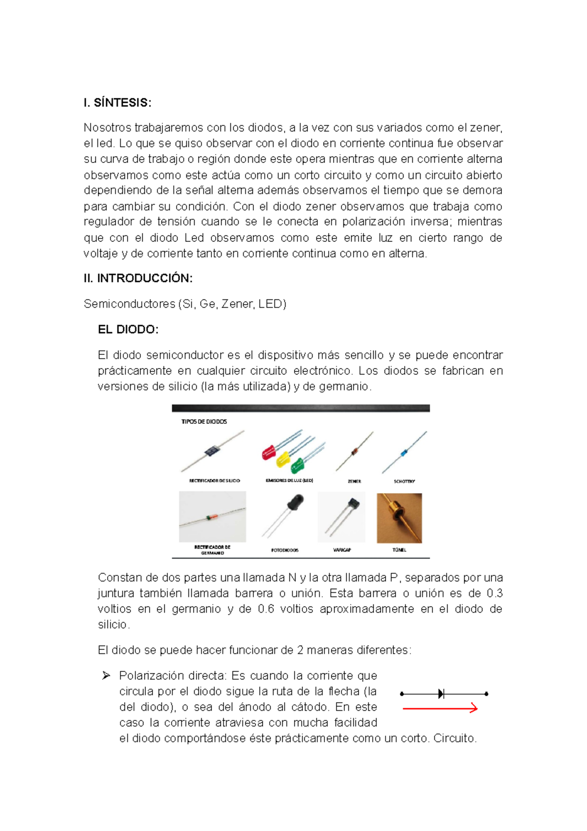 Informe Final 2 DE Circuitos Electronicos 1 - I. Nosotros trabajaremos con los diodos, a la vez ...